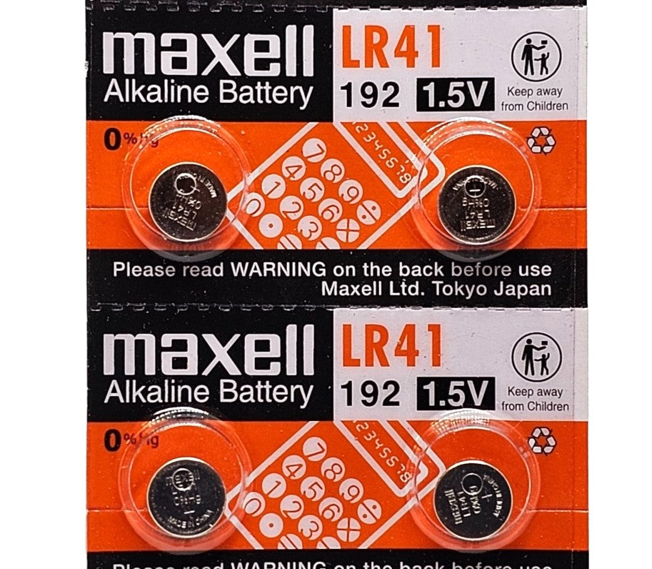 Maxell LR41 (192, AG3) 1.5V Alkaline - 4 Batteries