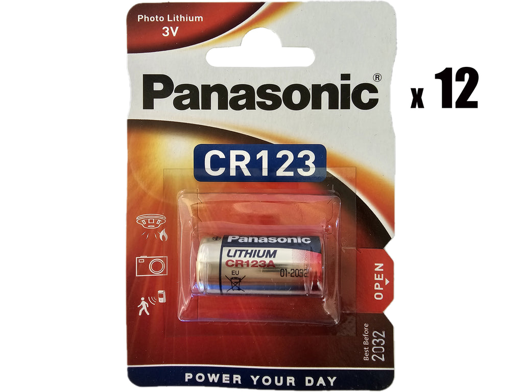 Panasonic CR123 (CR123A) Photo Lithium 3V battery - 12 Pack