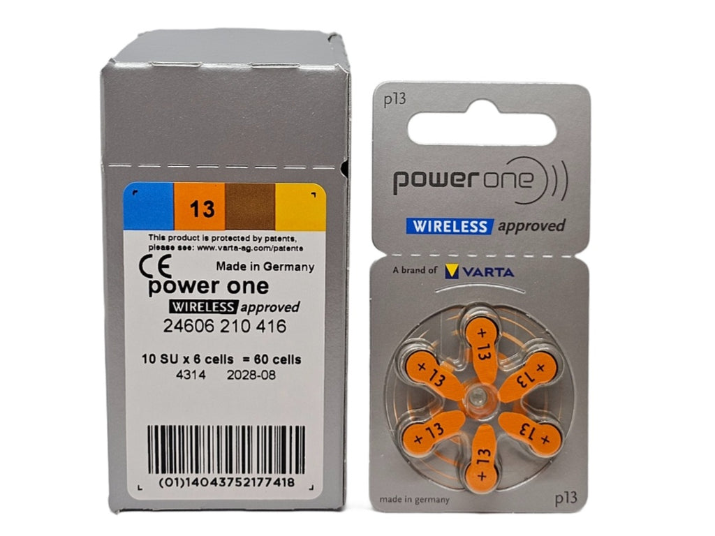 Powerone P13 (PR48, size 13) Hearing Aid Batteries - 60 Pack (1 box)