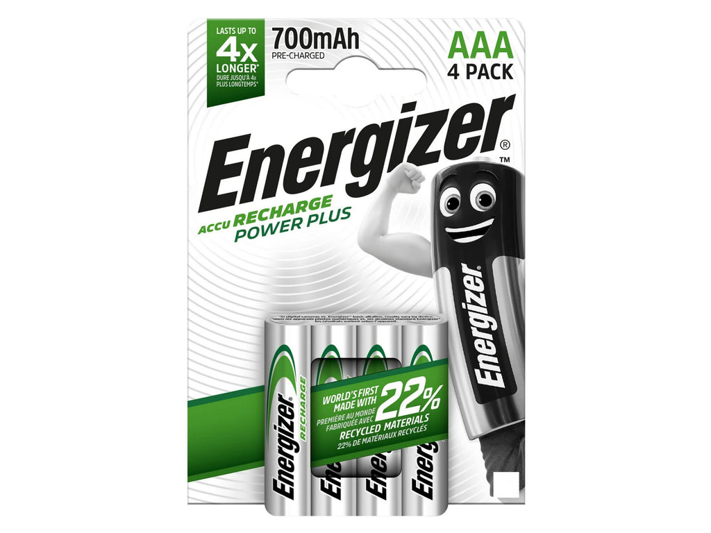 Energizer AAA 700mAh Recharge Power Plus Rechargeable Batteries - 4 Pa