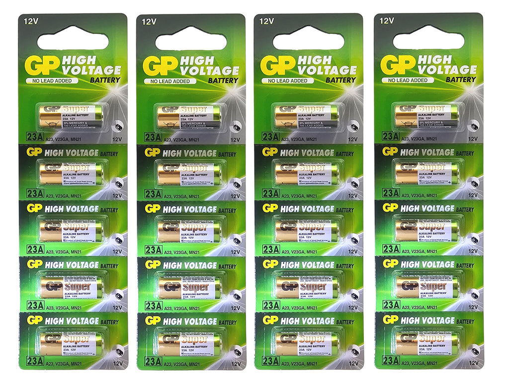 GP 23A (A23, MN21, LR23A) 12V High Voltage Alkaline Battery - 20 Pack