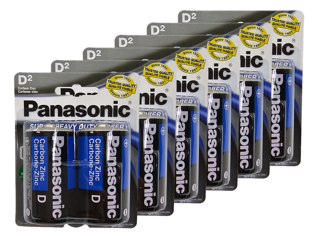 Panasonic D size (R20) SHD Carbon Zinc - 12 batteries (D2 x 6)