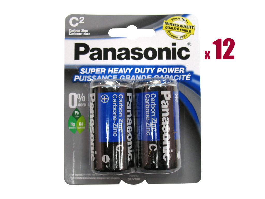 Panasonic C size (R14) SHD Carbon Zinc Batteries - 24 Pack (C2 x 12)