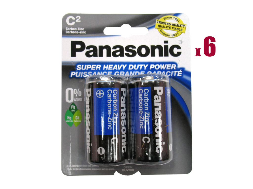 Panasonic C size (R14) SHD Carbon Zinc Batteries - 12 Pack (C2 x 6)