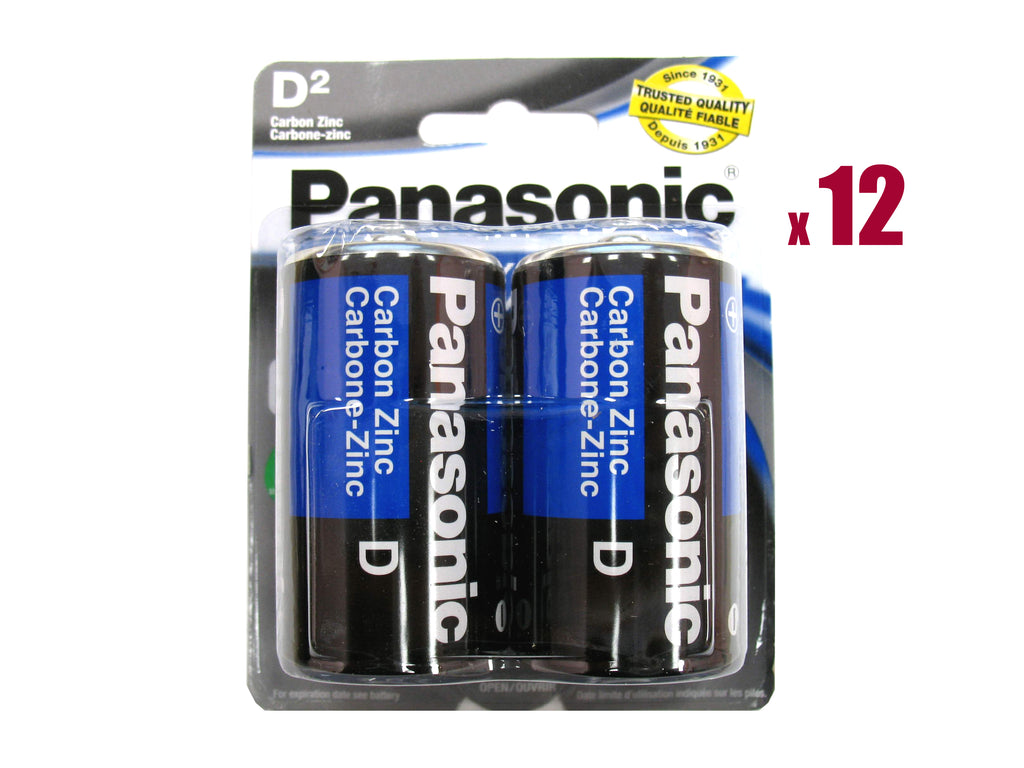 Panasonic D size (R20) SHD Carbon Zinc - 24 batteries (D2 x 12)