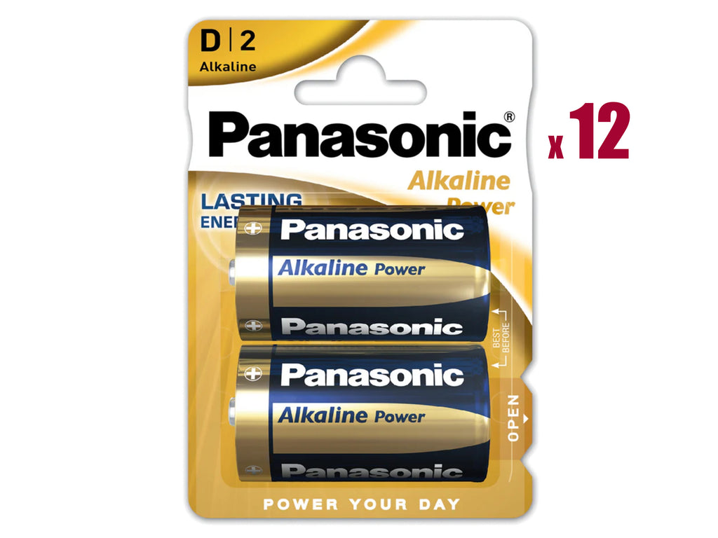 Panasonic D size (LR20) Alkaline Power Batteries - 24 Pack (D2 x 12)