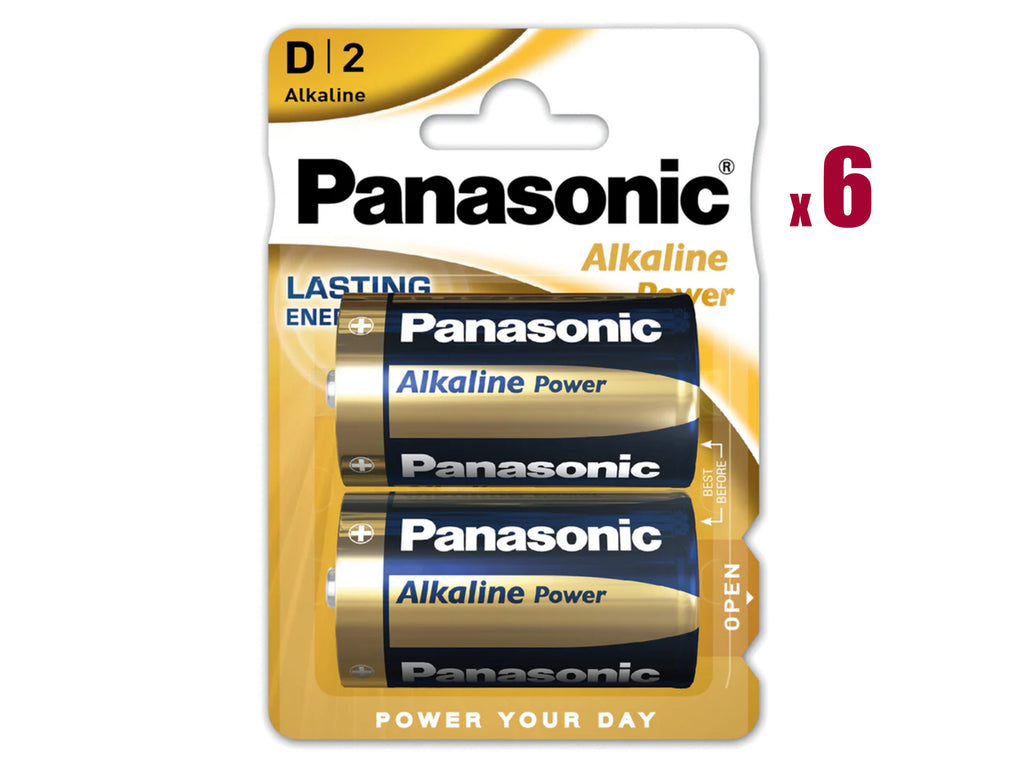 Panasonic D size (LR20) Alkaline Power - 12 batteries (D2 x 6)