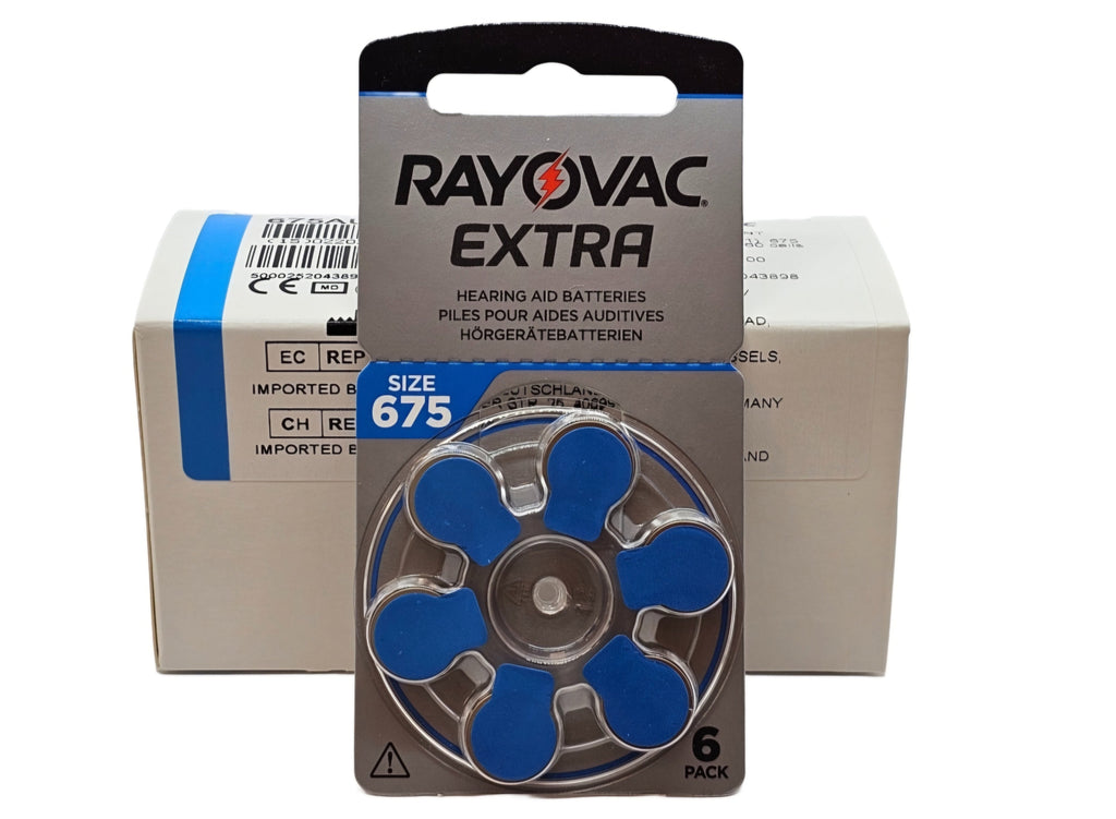 Rayovac Extra P675 (PR44, size 675) Zinc Air Hearing Aid Batteries - 6